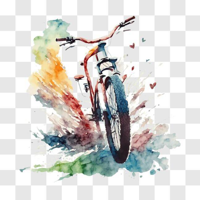 Download Colorful Bicycle with Watercolor Splashes PNGs Online ...
