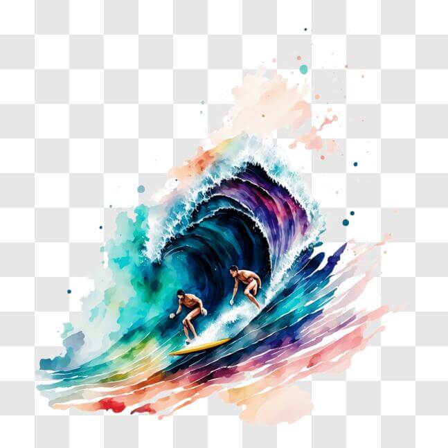 Download Colorful Surfing Wave Painting PNGs Online - Creative Fabrica