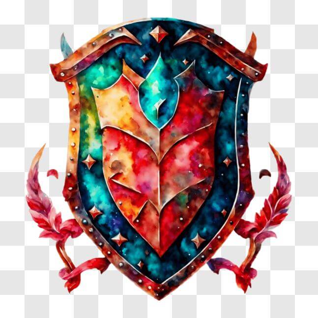 Descarga Escudo Colorido con Hojas y Vides - Arte Abstracto de Pared ...