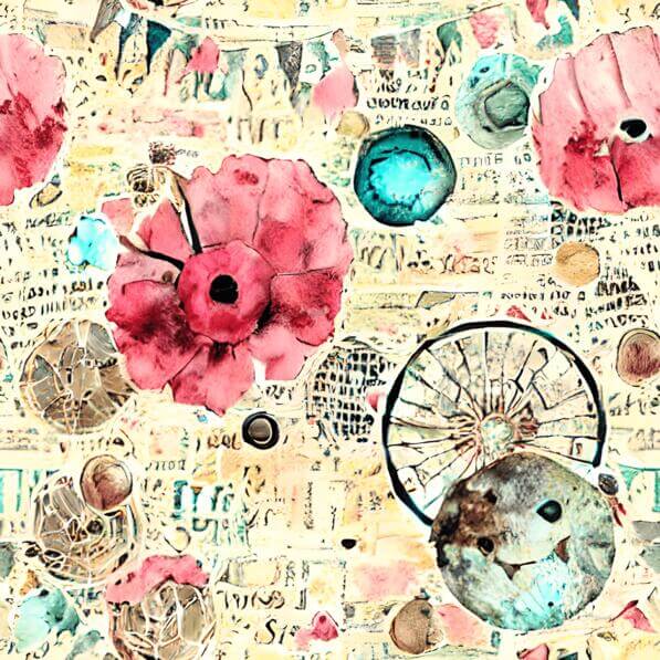 Download Colorful Collage of Flowers, Bicycles, and Objects Patterns ...