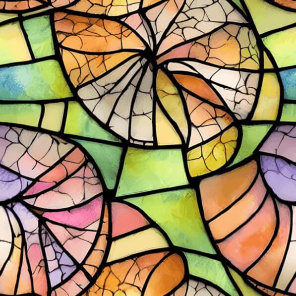 Download Colorful Stained Glass Pattern with Flowers and Leaves ...