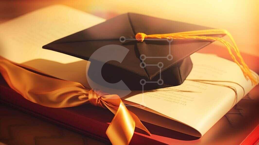 Graduation Cap on Open Book stock photo | Creative Fabrica