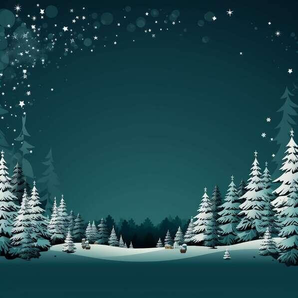 Download Festive Winter Landscape with Snow-Covered Trees and Stars ...