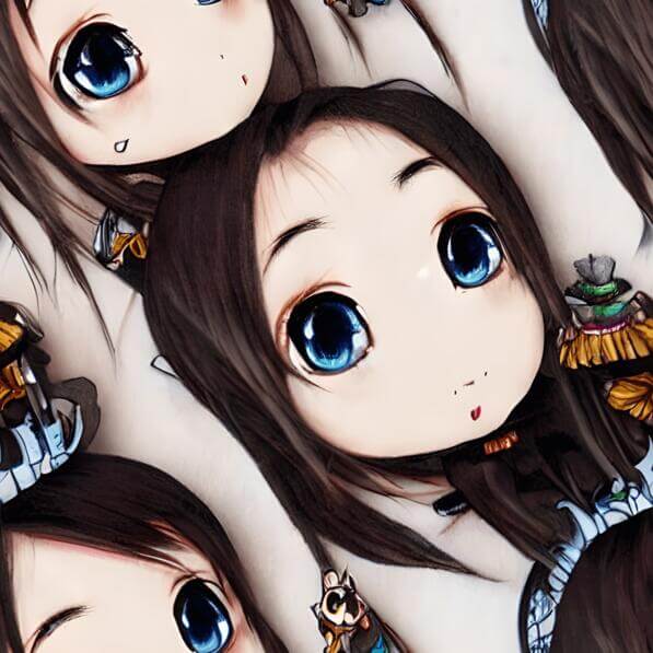 Download Group of Anime Dolls - Long Dark Hair and Blue Eyes Patterns ...