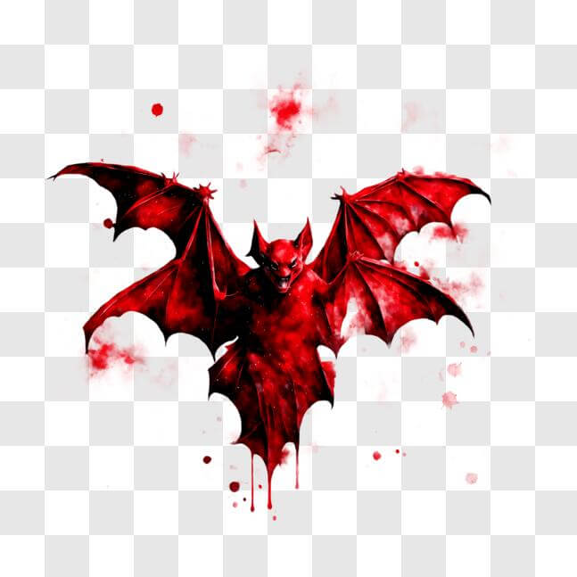 Download Sinister Red Bat Illustration with Blood Splatters PNGs Online ...