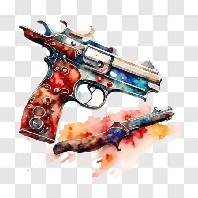 Download Hand-drawn Watercolor Painting of Antique Guns PNGs Online ...