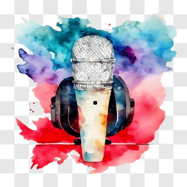 Download Abstract Watercolor Painting of Microphone and Headphones PNGs ...