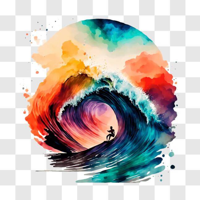 Download Abstract Surfing Artwork with Colorful Waves PNGs Online ...