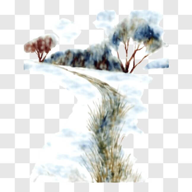 Download Snowy Landscape with Trees and Path PNGs Online - Creative Fabrica