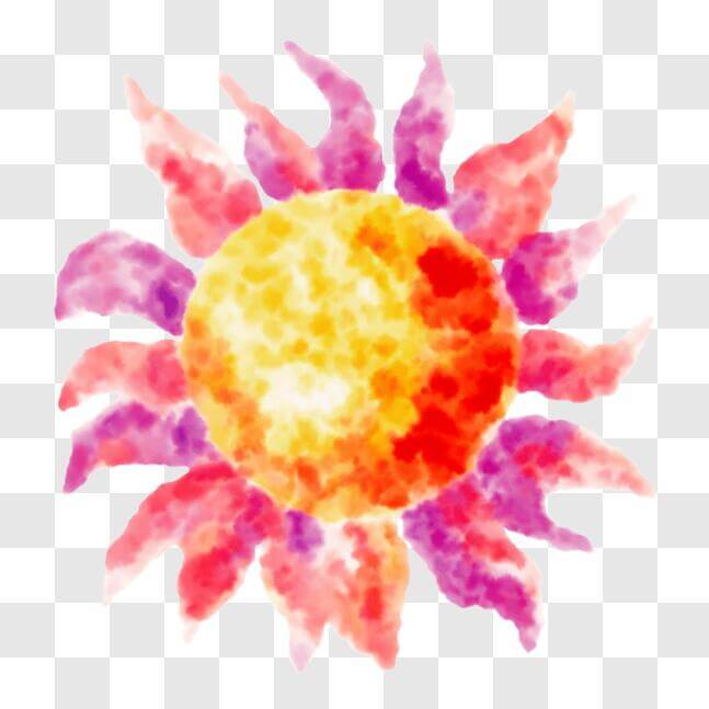 Download Watercolor Painting of a Colorful Sun PNGs Online - Creative ...