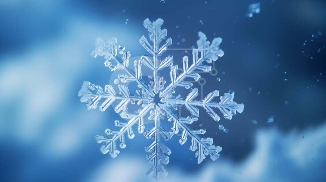 Decorative Snowflake in the Blue Sky stock photo | Creative Fabrica