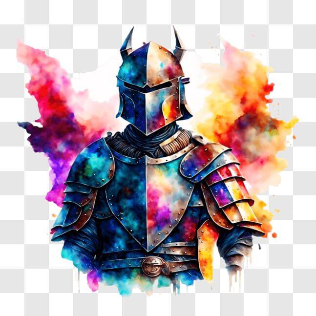 Download Colorful Knight in Armor Painting with Watercolor Splashes ...