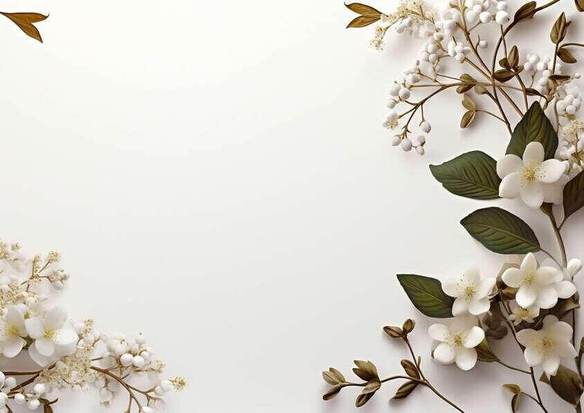 Download White Floral Frame with Flowers and Leaves Backgrounds Online ...