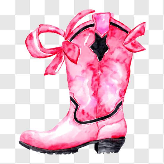 Download Stylish Pink Cowboy Boot with Watercolor and Rhinestone ...