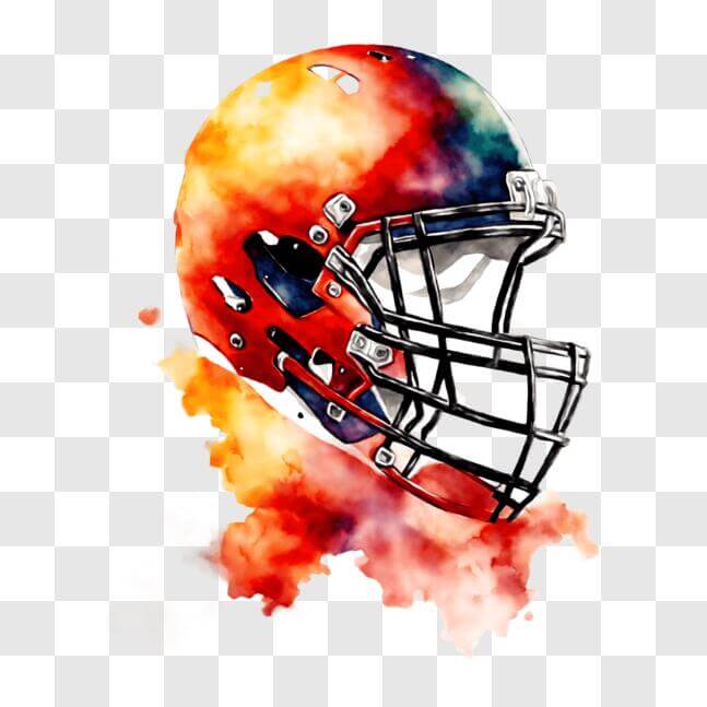 Download Colorful Football Helmet with Watercolor Splashes PNGs Online ...