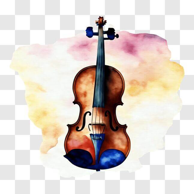 Download Elegant Violin Watercolor Painting on Black Background PNGs ...
