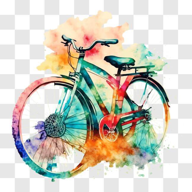 Download Colorful Bicycle with Watercolor Paint Splashes PNGs Online ...