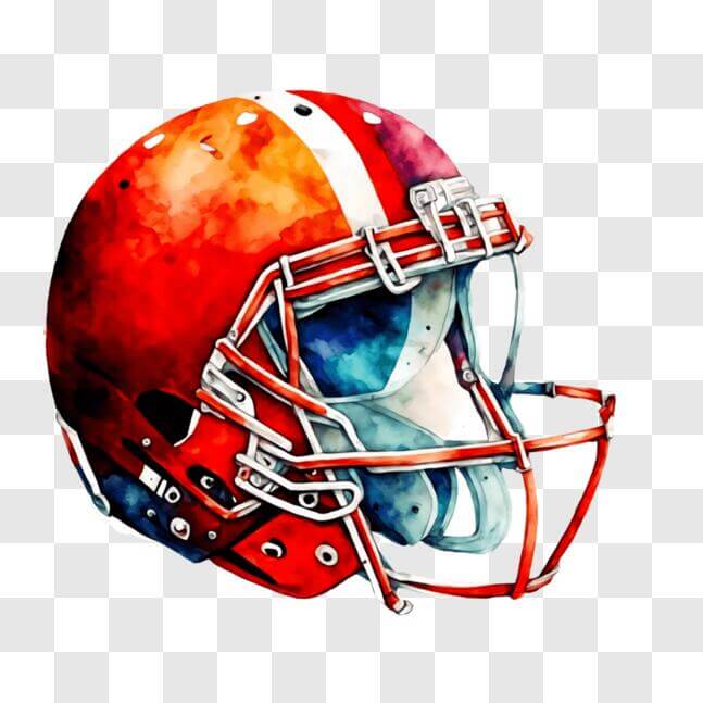 Download Orange and Red Football Helmet Watercolor Painting PNGs Online ...
