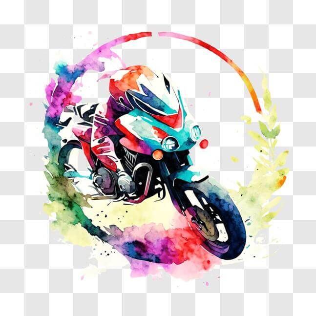 Download Colorful Motorcycle Rider in Abstract Circle PNGs Online ...