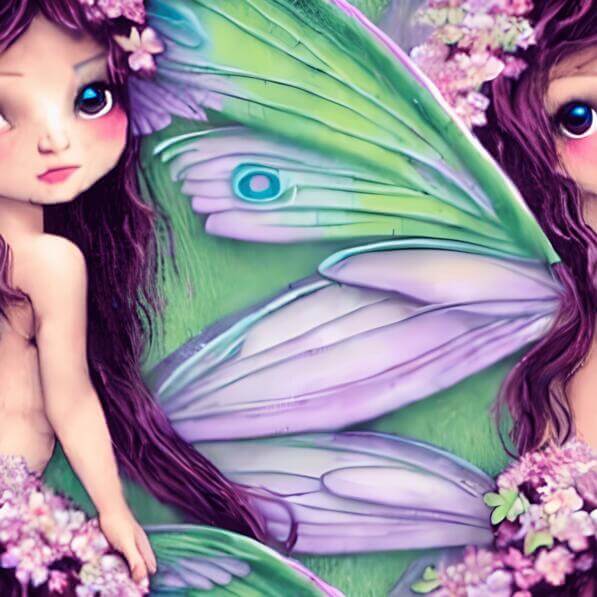 Download Two Faeries with Purple and Pink Wings Holding Flowers ...