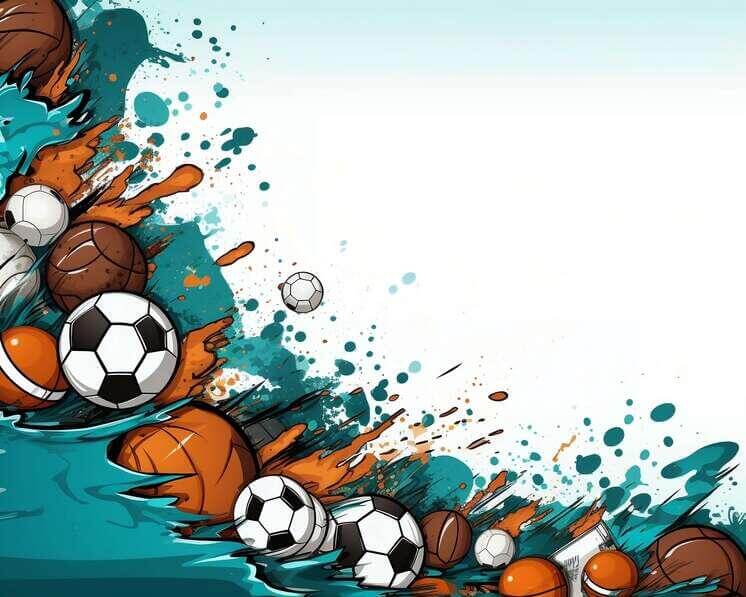 Download Colorful Sports Balls on a Splashing Background Backgrounds ...