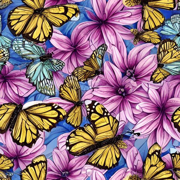 Download Seamless Butterfly Pattern on Blue Background with Pink and ...
