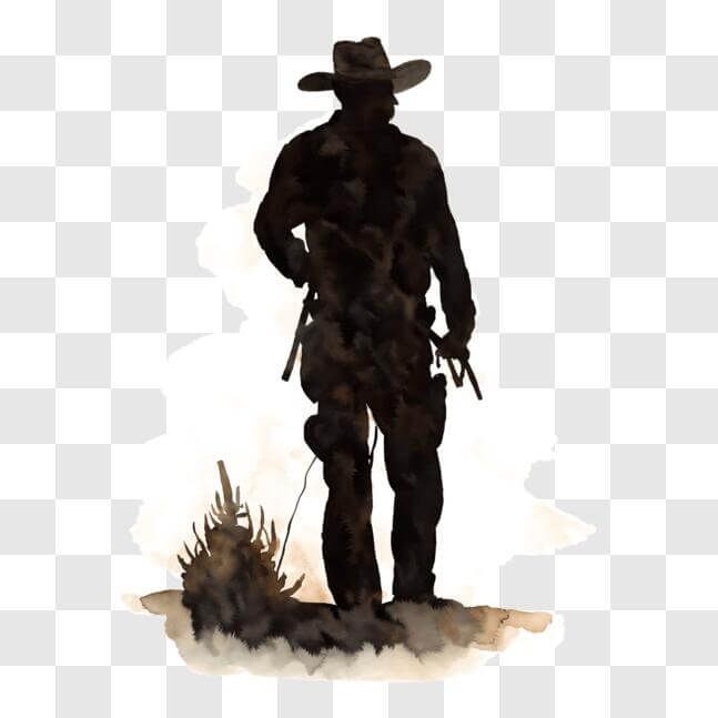 Download Silhouette of Cowboy with Gun in Hand PNGs Online - Creative ...