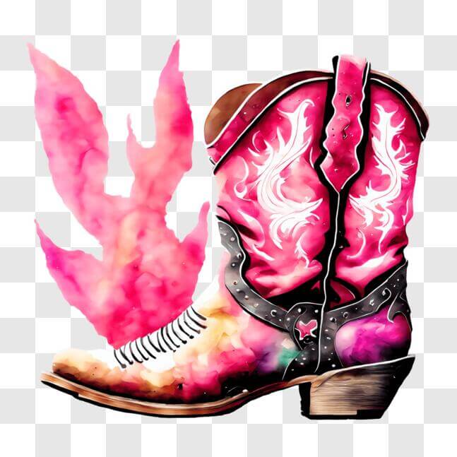 Download Pink Cowboy Boot next to Abstract Wings Painting PNGs Online ...