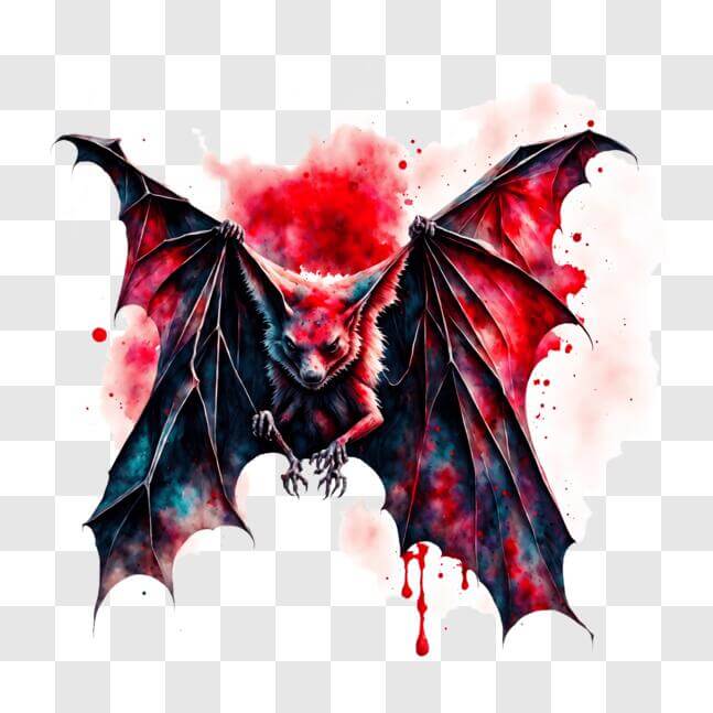 Download Bat with red blood splatters on wings and body PNGs Online ...