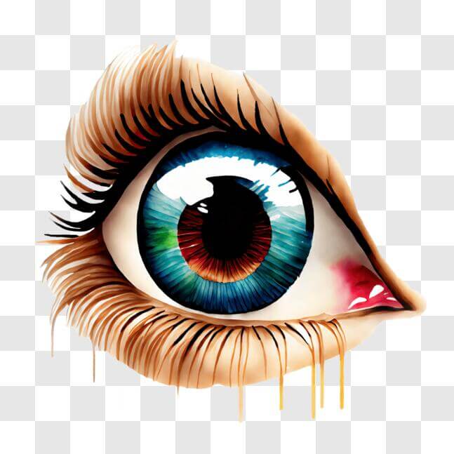 Download Colorful Eye with Dripping Paint PNGs Online - Creative Fabrica