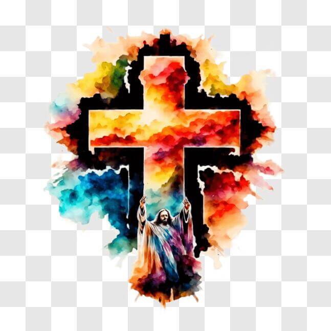 Download Colorful Cross with 'Jesus is Lord' Writing PNGs Online ...