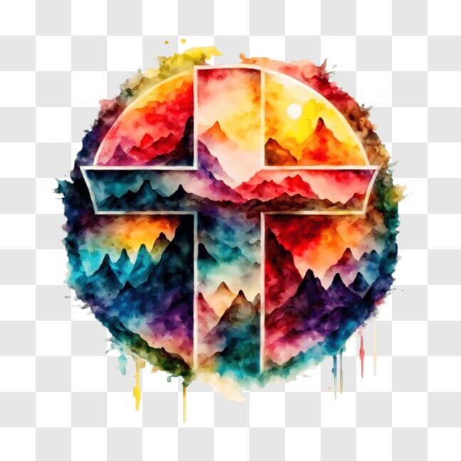 Download Colorful Cross with Mountain Background PNGs Online - Creative ...