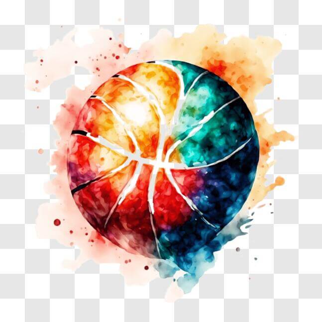 Download Colorful Basketball Ball with Watercolor Splashes Background ...