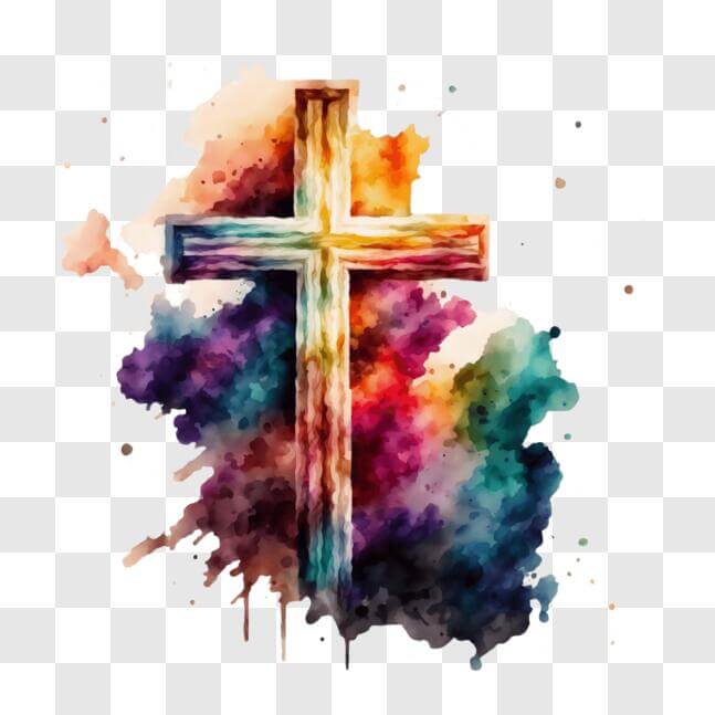 Download Colorful Cross with Paint Splatters on Black Background PNGs ...