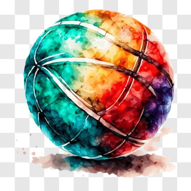 Download Colorful Watercolor Basketball Ball for Sports and Decor PNGs ...