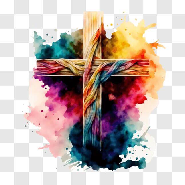 Download Colorful Paint Cross representing Christian Faith PNGs Online ...