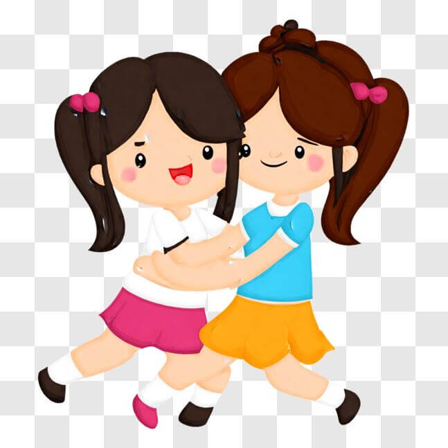 Download Cartoon girls hugging and dancing PNGs Online - Creative Fabrica