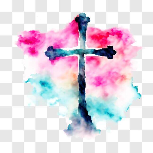 Download Watercolor Cross on Colorful Background PNGs Online - Creative ...