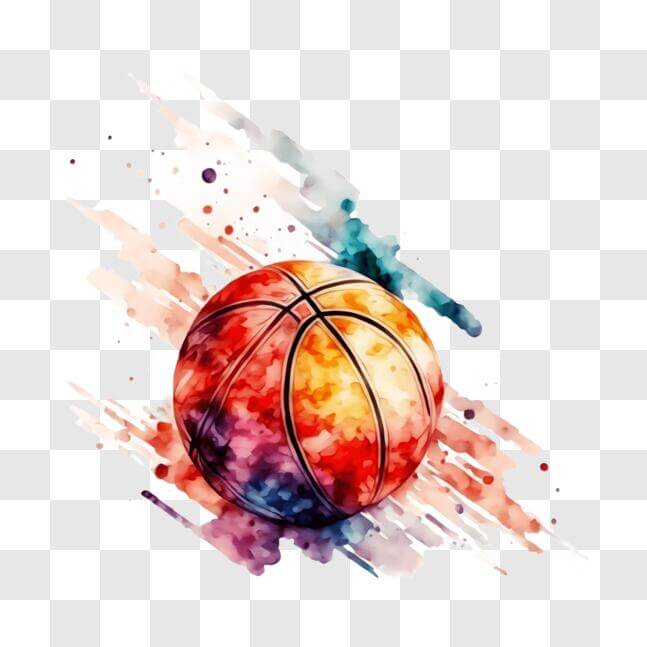 Download Colorful Basketball Ball with Watercolor Splashes PNGs Online ...