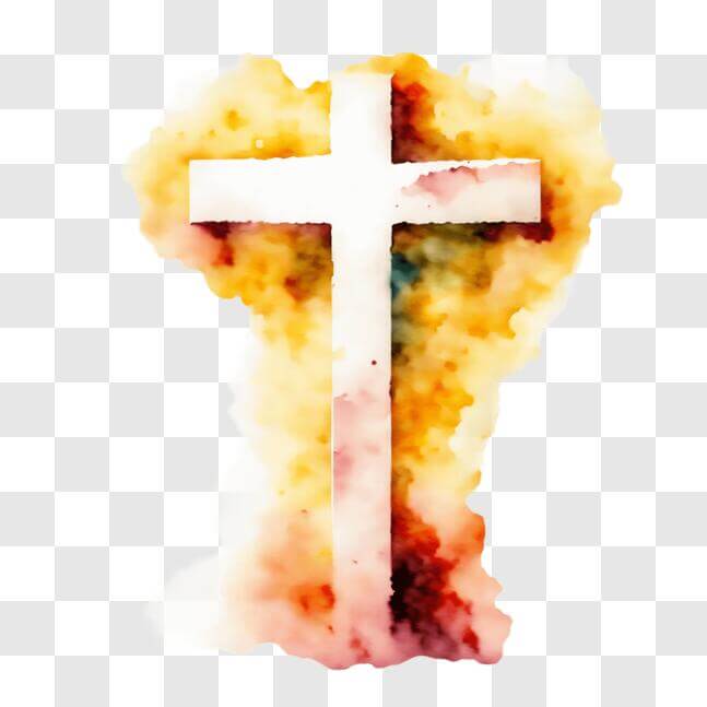 Download Watercolor Painted Cross on Black Background PNGs Online ...