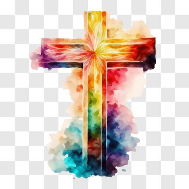 Download Colorful Watercolor Cross on Black Background PNGs Online ...