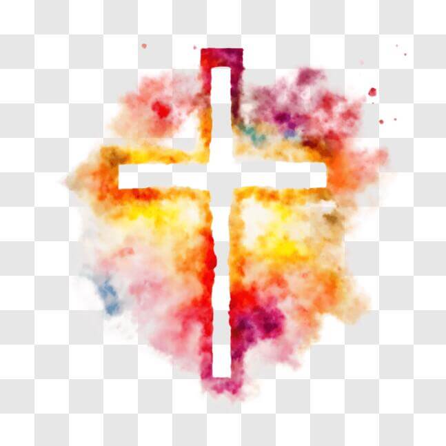 Download Colorful Paint Splatter Cross Symbolizing Christian Faith PNGs ...