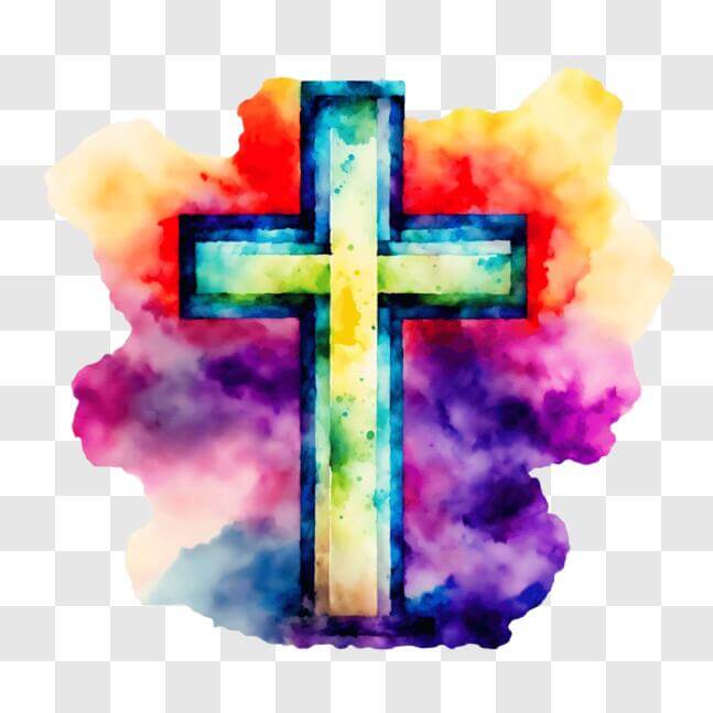 Download Colorful Upside-Down Rainbow Cross on Cloud Background PNGs ...
