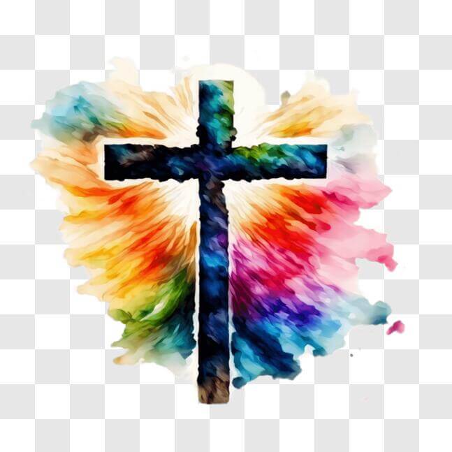 Download Colorful Cross Symbolizing Faith and Spirituality PNGs Online ...