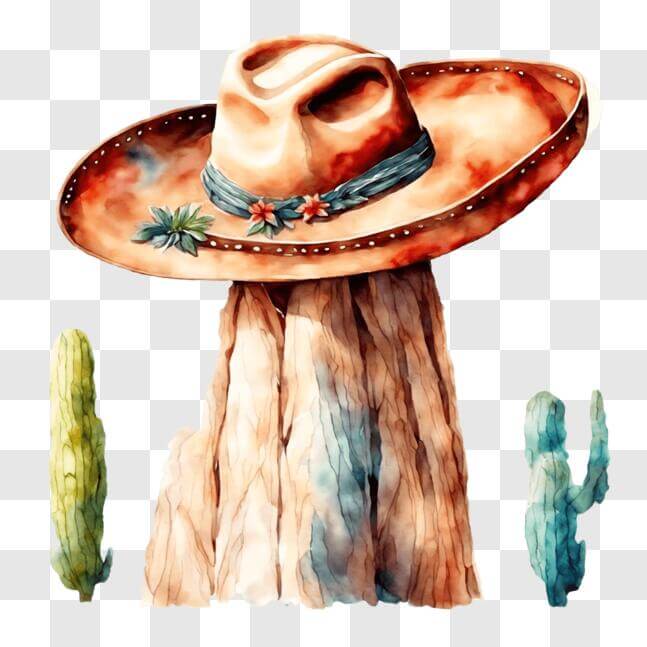 Download Watercolor Painting of Cowboy Hat and Cactus Plants PNGs ...