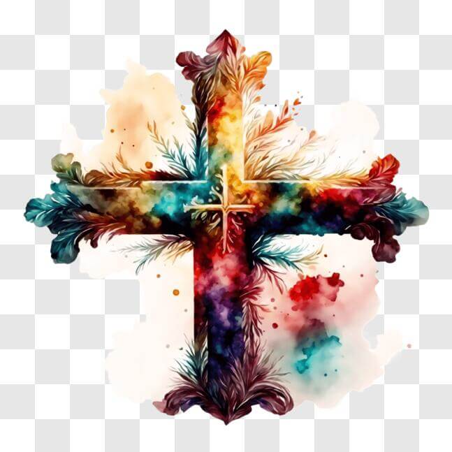 Download Colorful Watercolor Cross Art for Home Decor PNGs Online ...