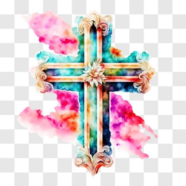 Download Colorful Cross with Watercolor Backgrounds PNGs Online ...