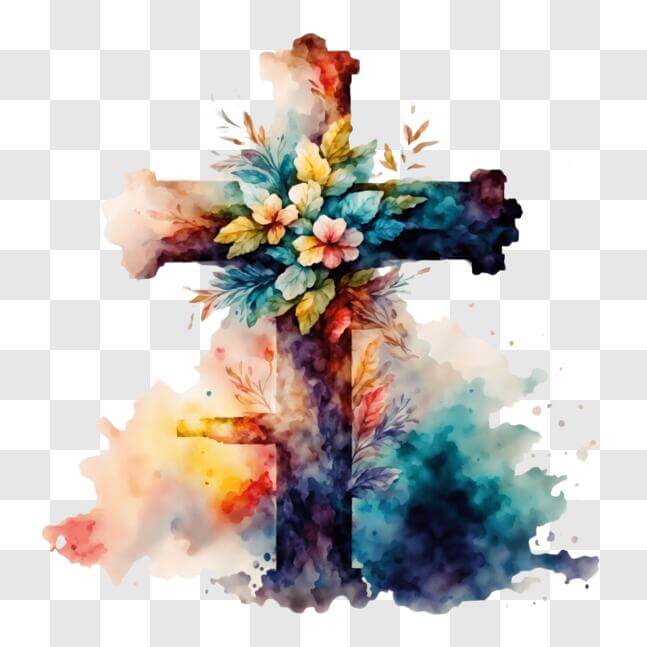 Download Colorful Flower Cross for Christian Faith and Decoration PNGs ...