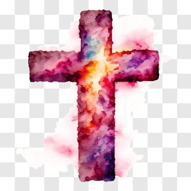 Download Colorful Watercolor Cross on Map PNGs Online - Creative Fabrica