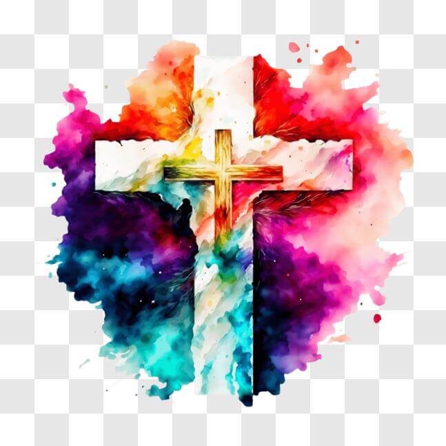 Download Colorful Watercolor Cross PNGs Online - Creative Fabrica